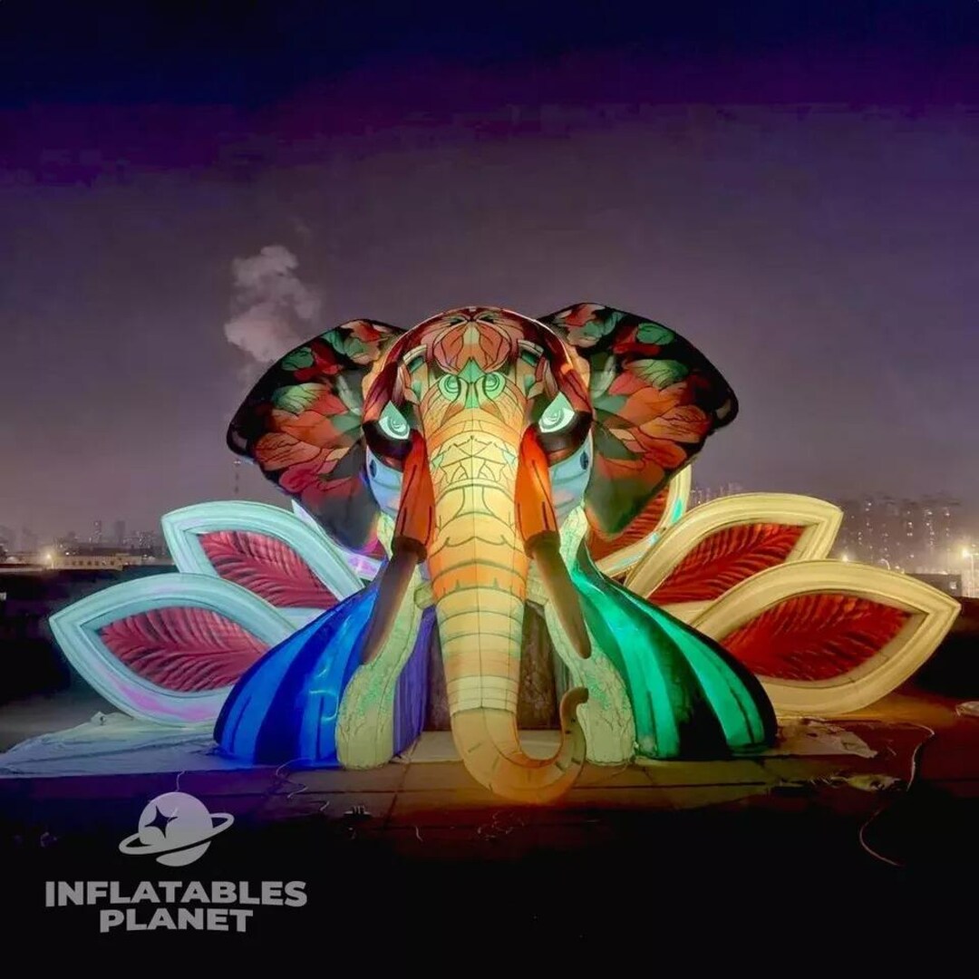 Inflatable Elephant Stage DJ Booth LED Cover Tent Party Rave Festival ...