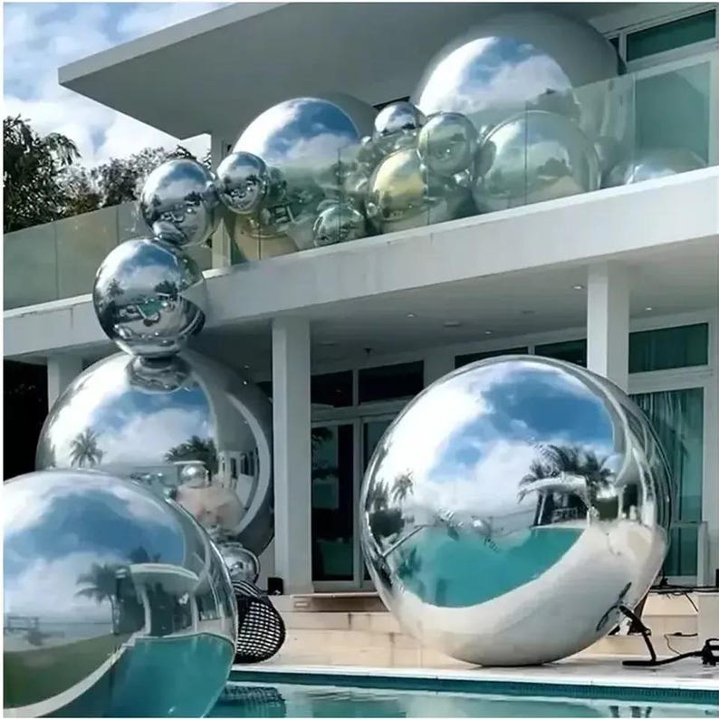 Inflatable Mirror Ball Sphere Metallic Earth Globe Balloon PVC Moon Big ...