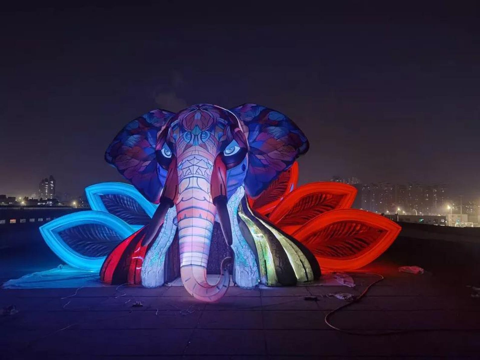 Inflatable Elephant Stage DJ Booth LED Cover Tent Party Rave Festival ...