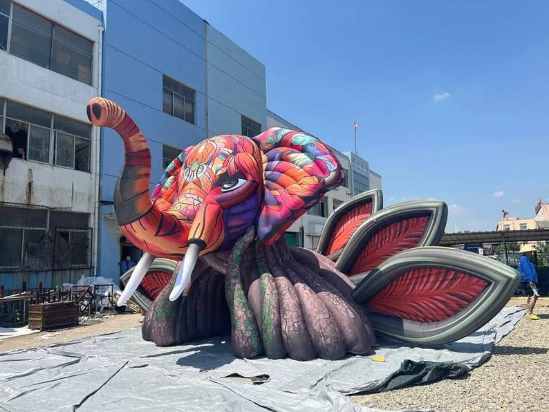 Inflatable Elephant Stage DJ Booth LED Cover Tent Party Rave Festival ...