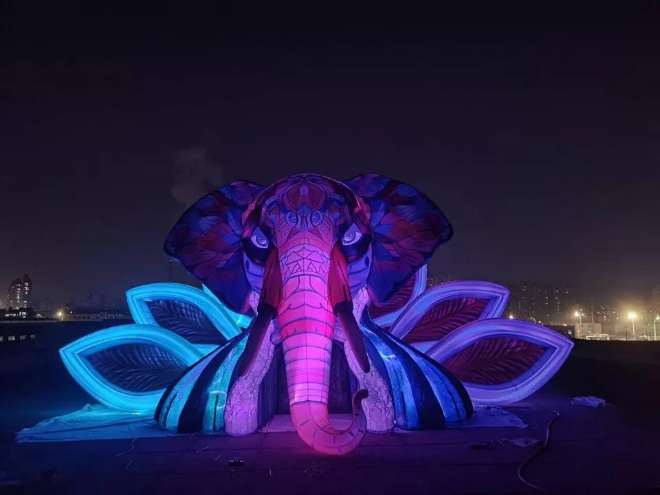 Inflatable Elephant Stage DJ Booth LED Cover Tent Party Rave Festival ...