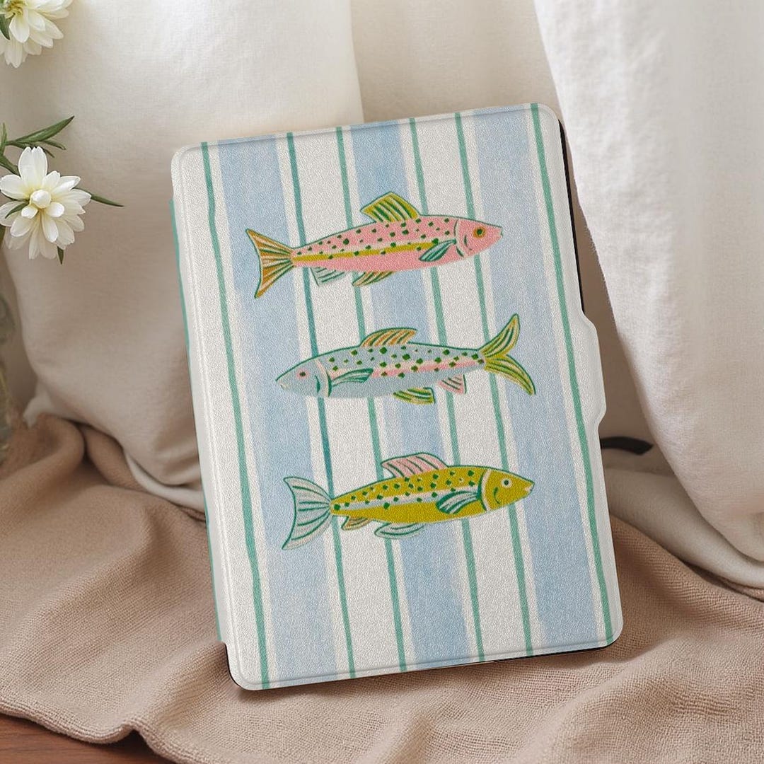 Colorful Fish Striped Kindle Case With Hand Strap for Paperwhite 12th ...