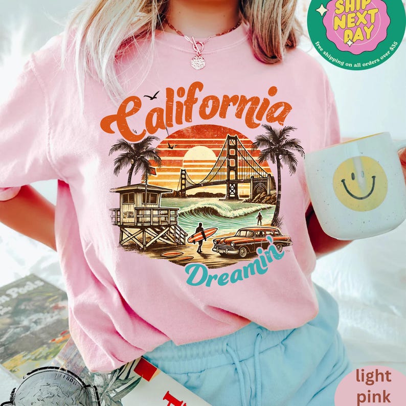 Retro California Dreamin' PNG | Cali Travel Clipart (digital Download ...