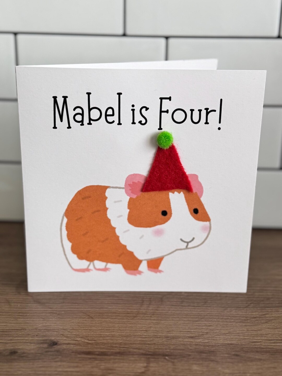 Personalised Child’s Birthday Card - Guinea Pig in a Felt Party Hat - Etsy
