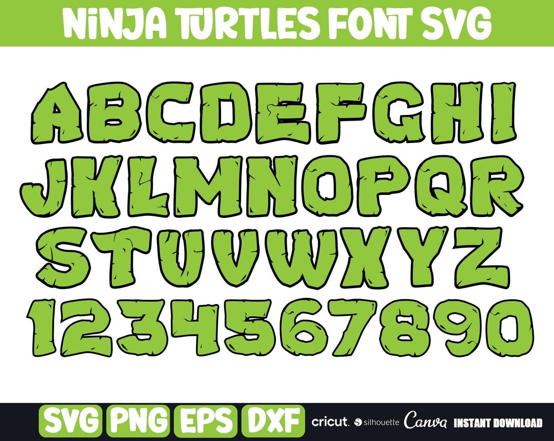 Ninja Turtle Font, Ninja Font Svg, Tmnt Font, Ninja Turtle Svg for ...