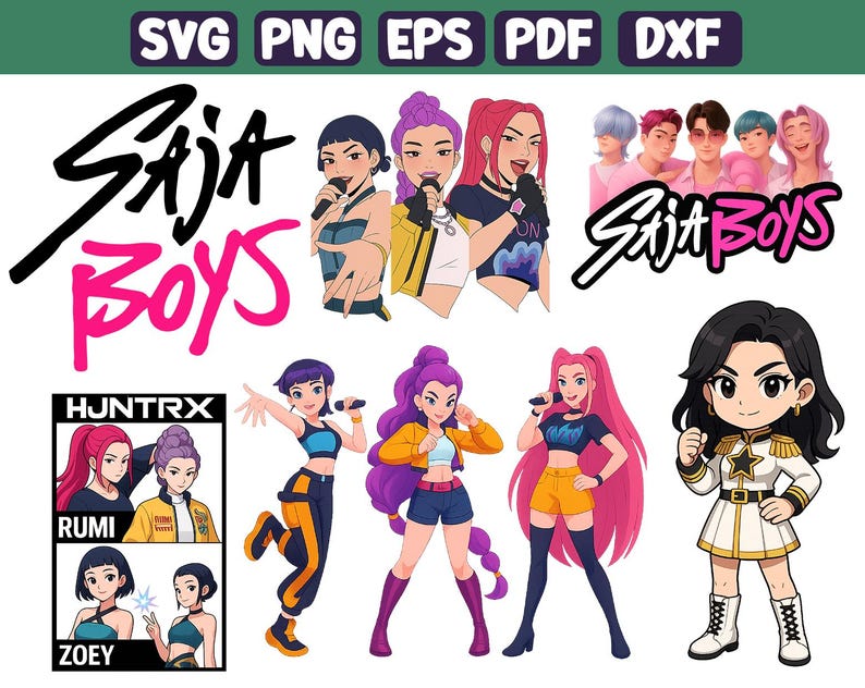 Paquete SVG de Huntrix Kpop Demon Hunters, Kpop Png, Kpop Demon Hunters ...