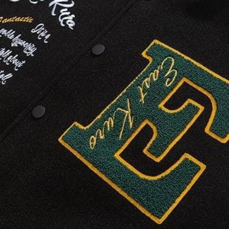 Black and White Custom Varsity Jacket – Chenille Embroidered Name ...