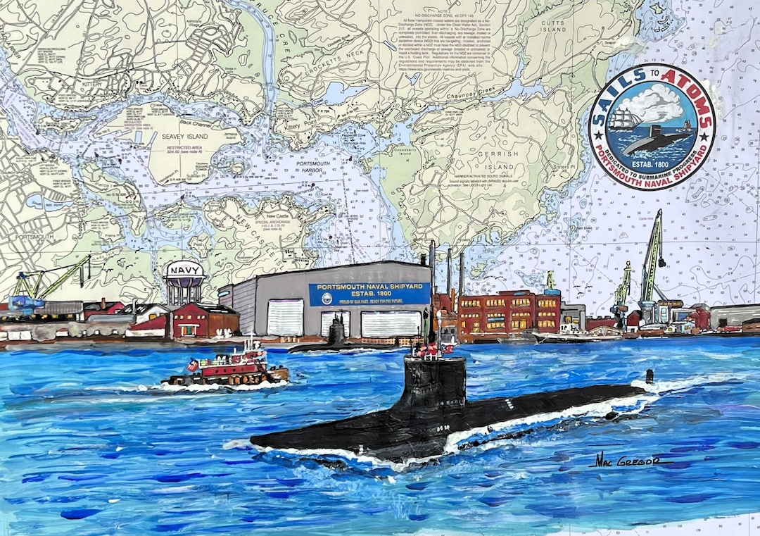 Portsmouth Naval Shipyard Art Print Kittery ME Pnsy US Navy Virginia ...
