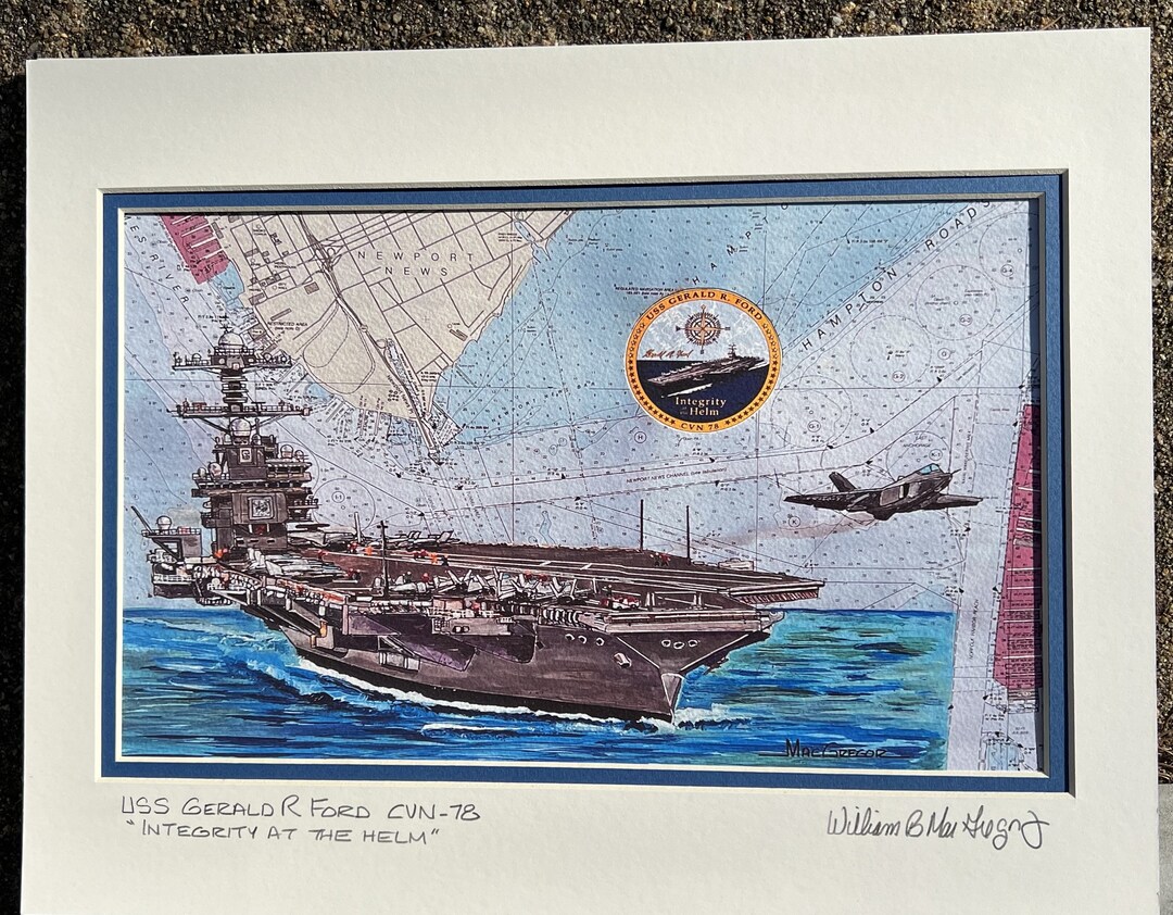 USS Gerald R Ford CVN-78 Art Print Navy Aircraft Carrier Ship US ...