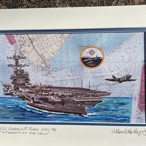 USS Gerald R Ford CVN-78 Art Print Navy Aircraft Carrier Ship US ...