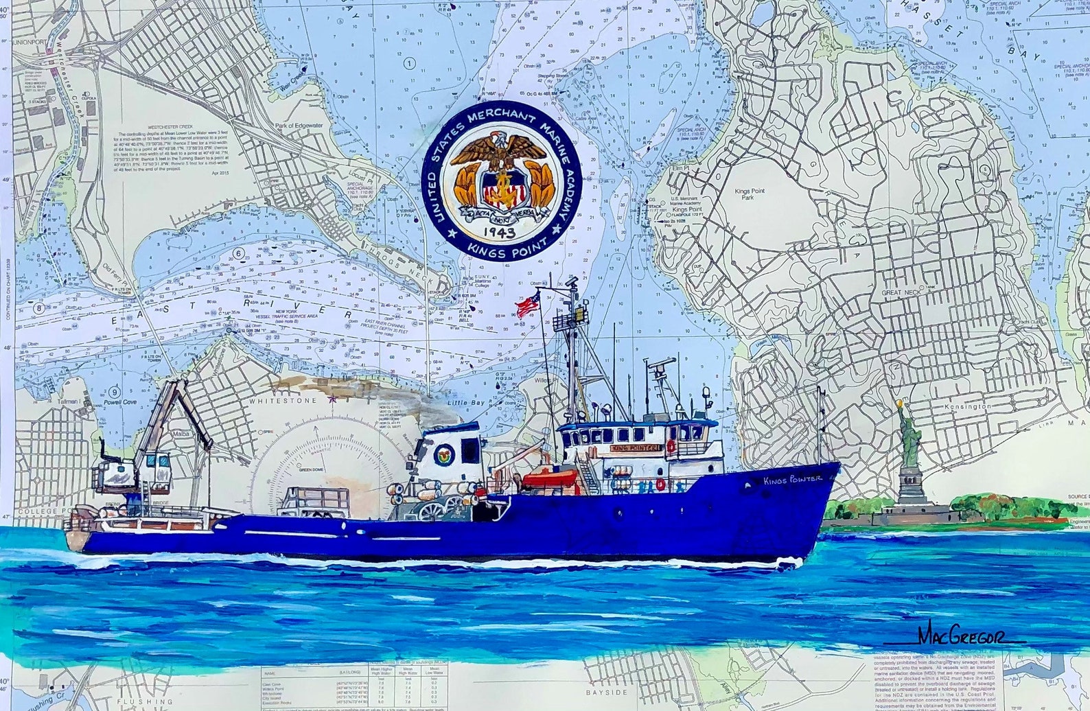 T/V Kings Pointer Art Print US Merchant Marine Academy Kings Point NY ...
