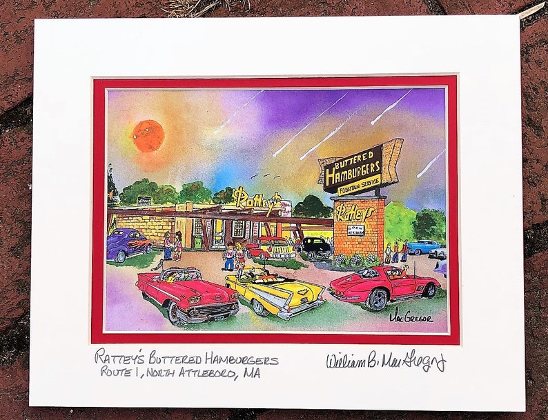 Ratteys Car Hop Art Print North Attleboro 60's From - Etsy