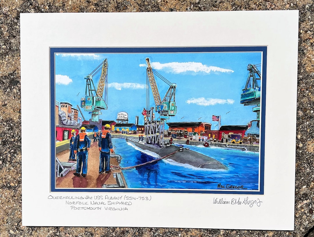 Norfolk Naval Shipyard Art Print Portsmouth VA USS Albany SSN-753 ...
