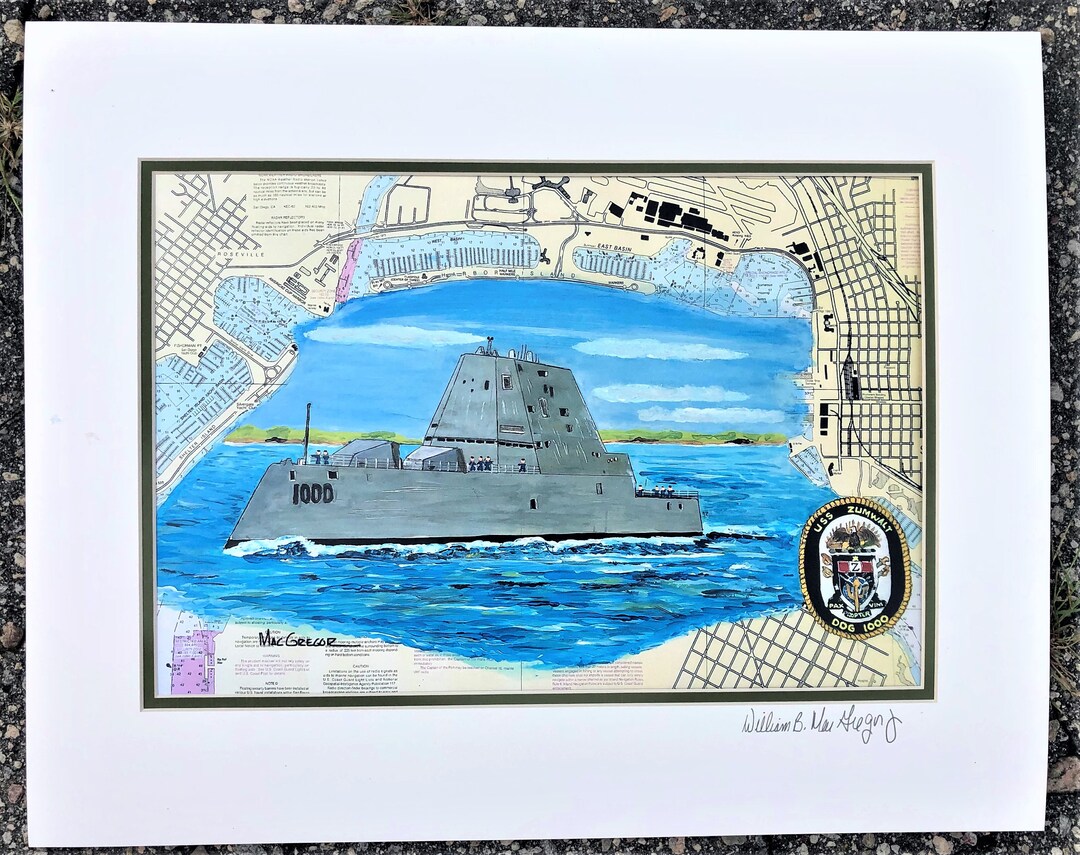 USS Zumwalt DDG-1000 Art Print Guided Missile Destroyer Ship US Navy ...