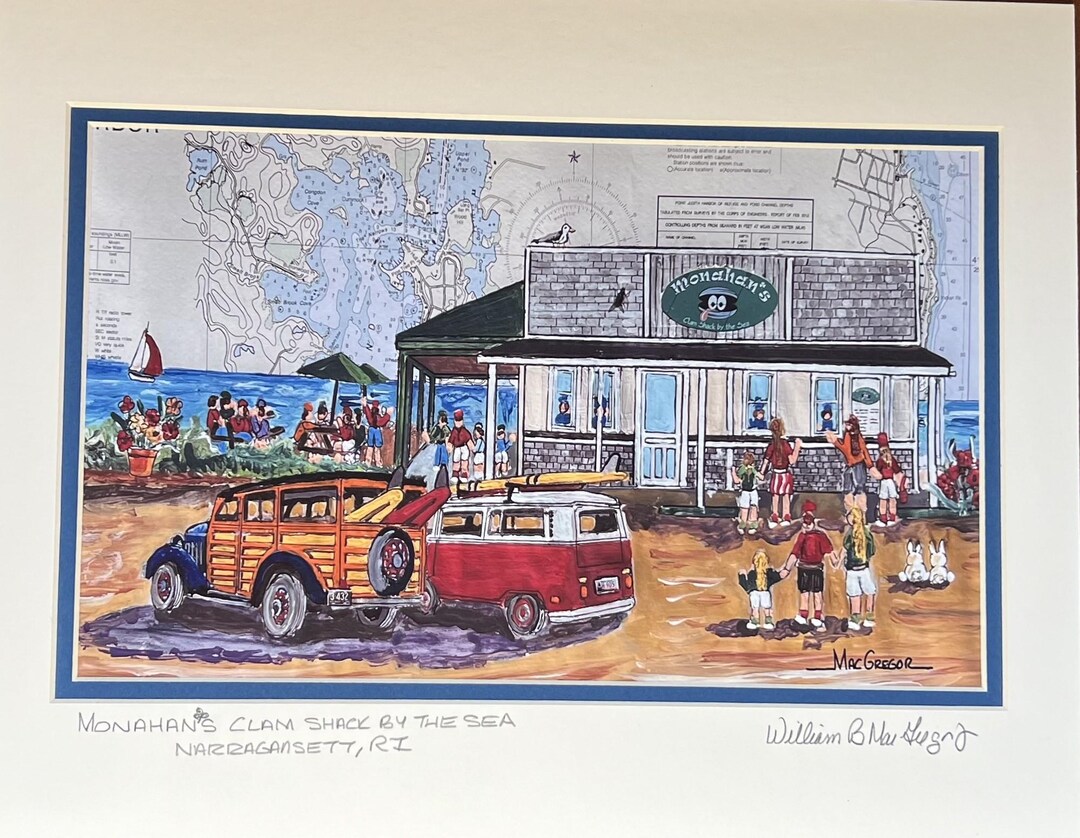 Monahan's Clam Shack Art Print Narragansett RI Fried Clams' Seafood ...