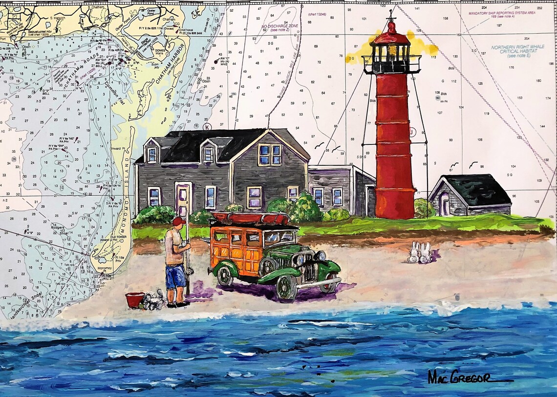 Monomoy Point Lighthouse Art Print Chatham Cape Cod National Seashore ...