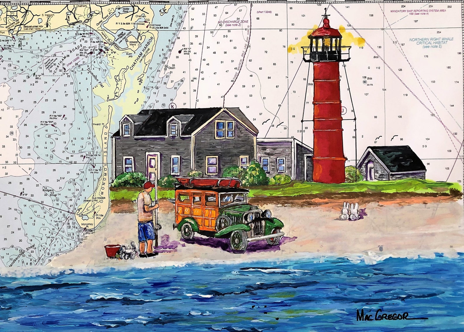 Monomoy Point Lighthouse Art Print Chatham Cape Cod National - Etsy