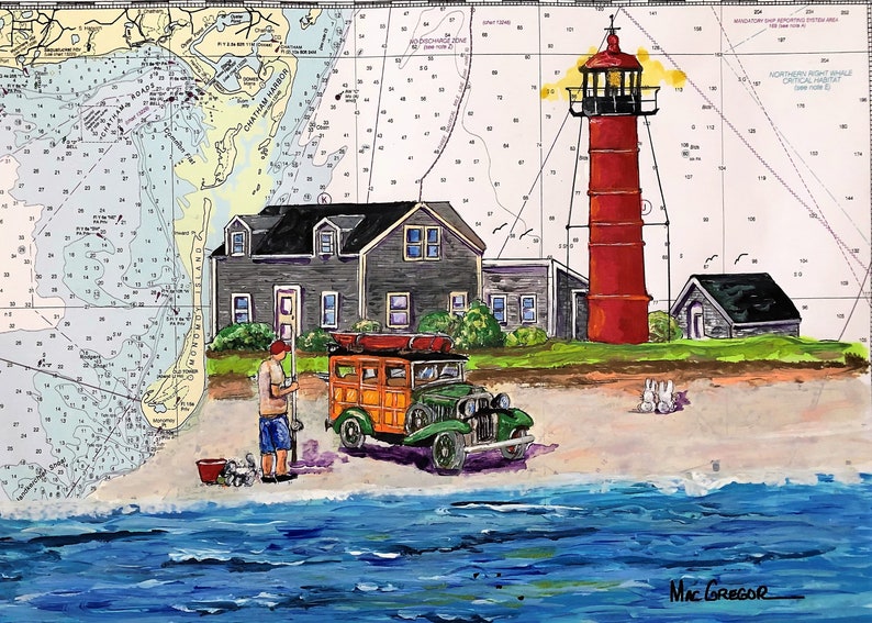 Monomoy Point Lighthouse Art Print Chatham Cape Cod National Seashore ...