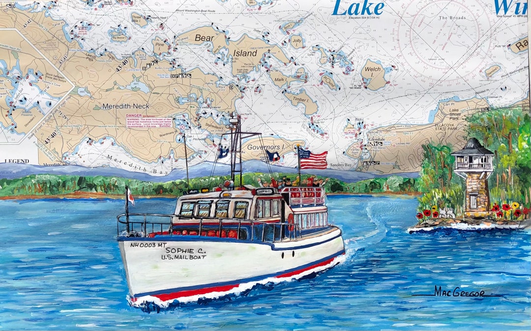 Mail Boat MV Sophia C Cruising by Spindle Point Lighthouse Lake ...