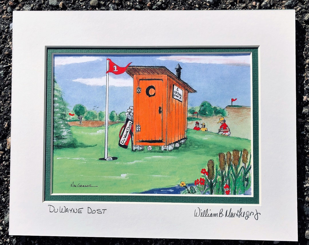 Outhouse Golfer Watercolor Art Print Personalized Custom Adding Your ...