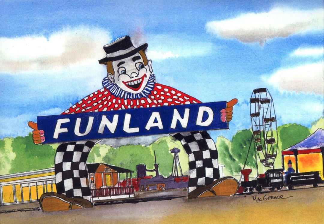 Jolly Chollys Funland Amusement Park Art Print - Jolly Cholly Clown Mr ...