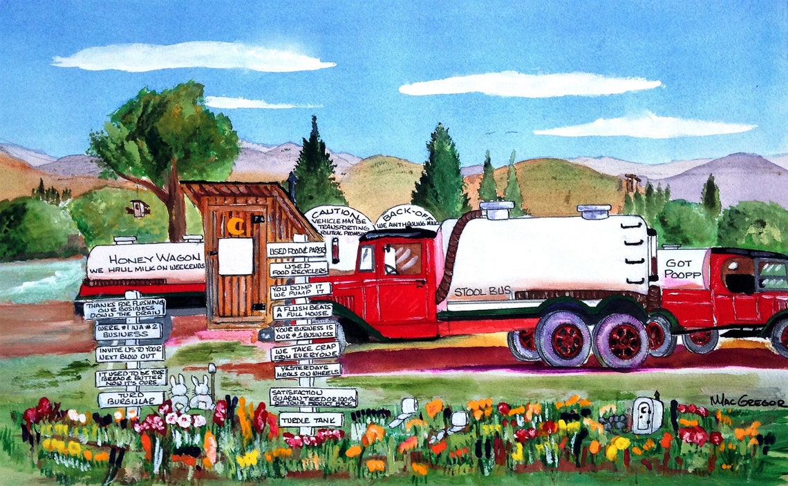 Septic Truck Funny Slogans Personalized Art Print Outhouse - Etsy
