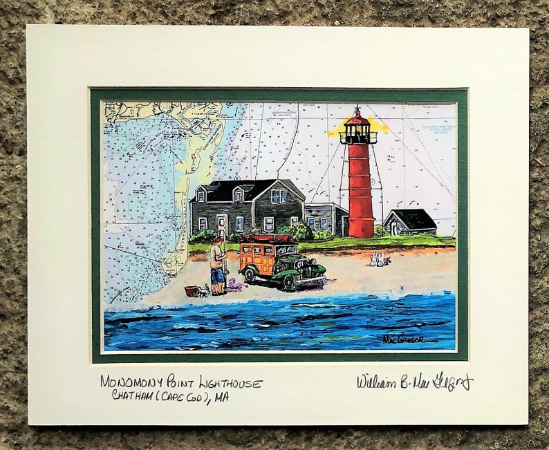 Monomoy Point Lighthouse Art Print Chatham Cape Cod National - Etsy