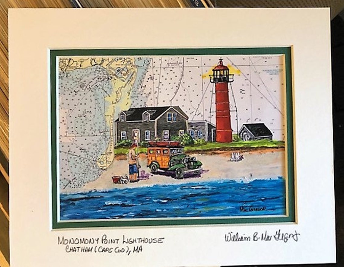 Monomoy Point Lighthouse Art Print Chatham Cape Cod National | Etsy