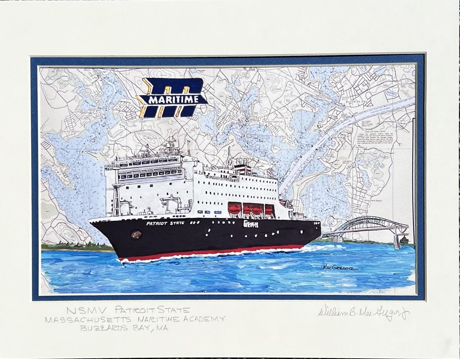NSMV Patriot State Nautical Chart Art Print - Massachusetts Maritime ...