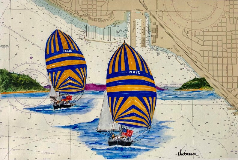 US Naval Academy 44 Foot 44s Sloops Nautical Chart Art Print - Etsy