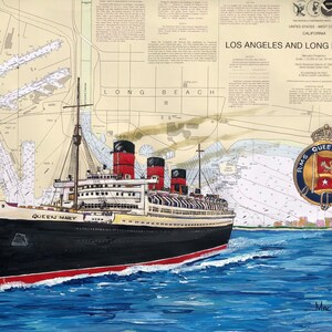 RMS Queen Mary Art Print-long Beach Los Angeles CA British Ocean Liner ...