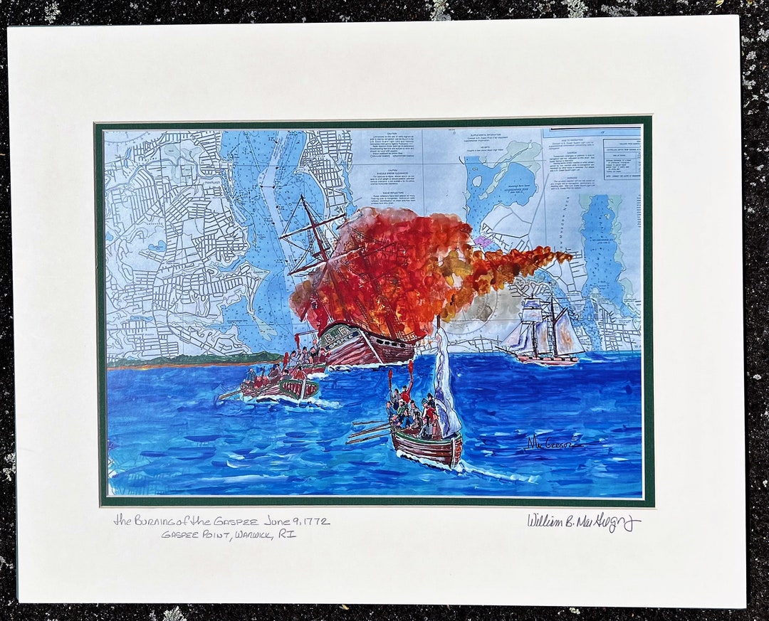 The Burning of the Gaspee Art Print Warwick RI American Revolution 1772 ...