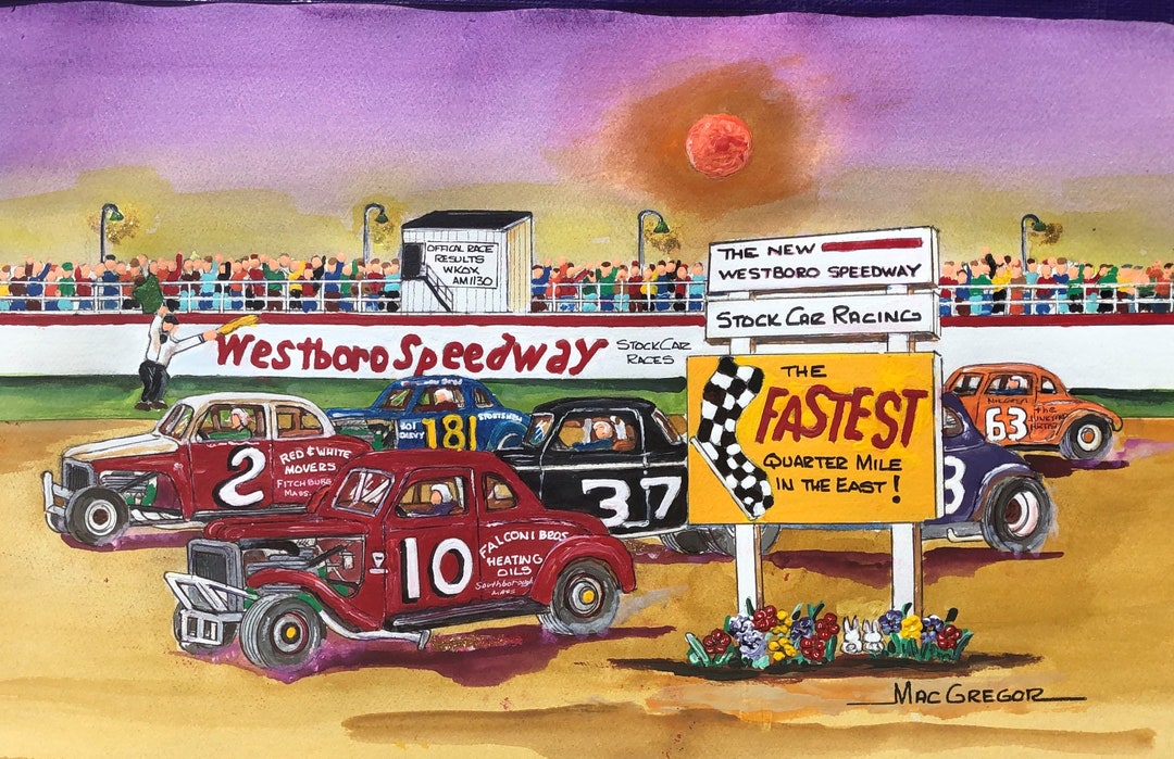 Westboro Speedway Art Print Westboro MA History Vintage Stock Car ...