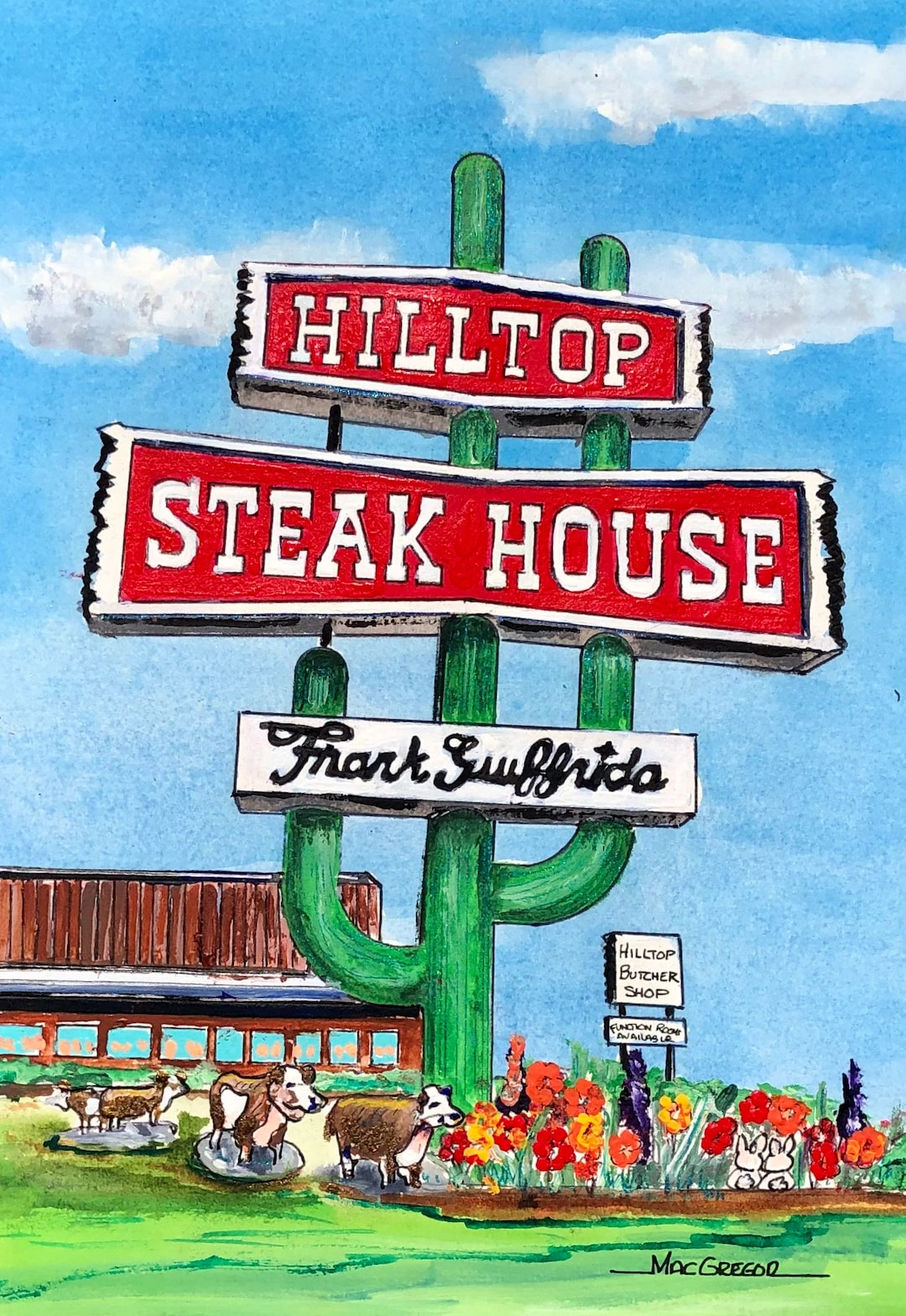 Hilltop Steak House Art Print Route 1 Saugus MA Vintage Cactus Neon ...