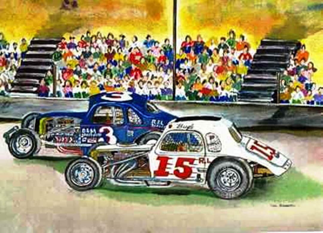 Stockcar Racing History Art Print 1971 Famous New England Race Between ...