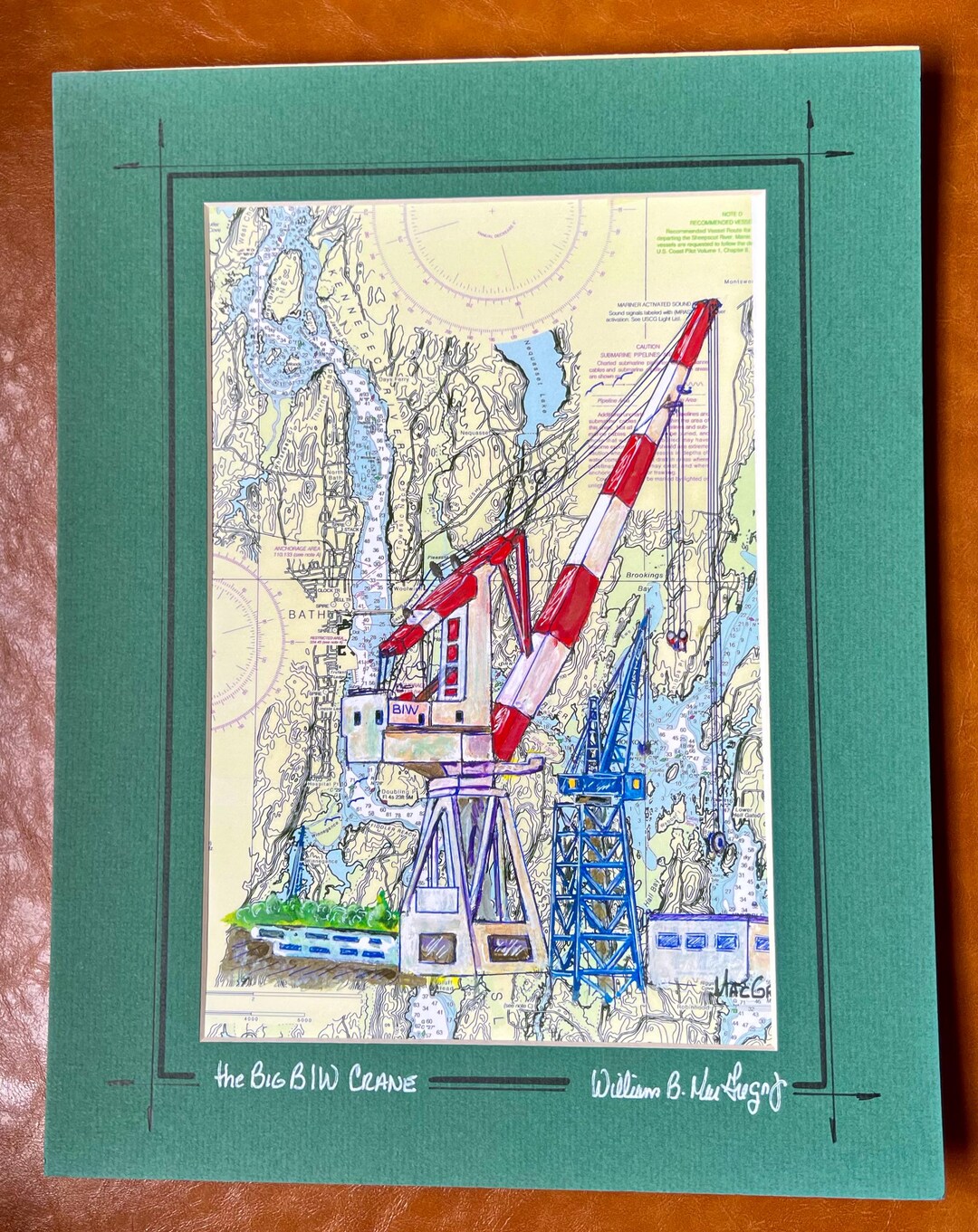 Bath Iron Work's Big BIW Crane 8x10 Art Print Bath ME - Green Mat ...