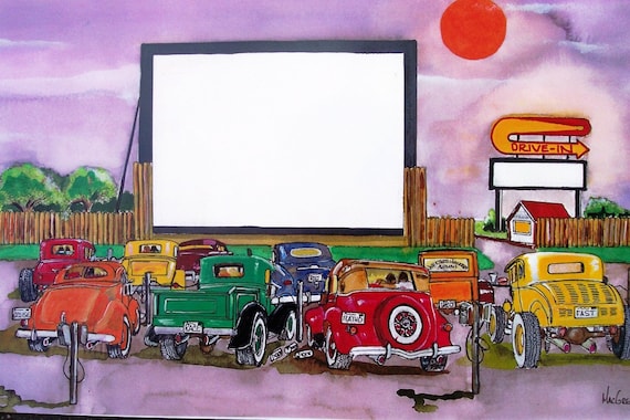 Hot Rod Drive-in Personalize Custom Art Print by Adding Your | Etsy