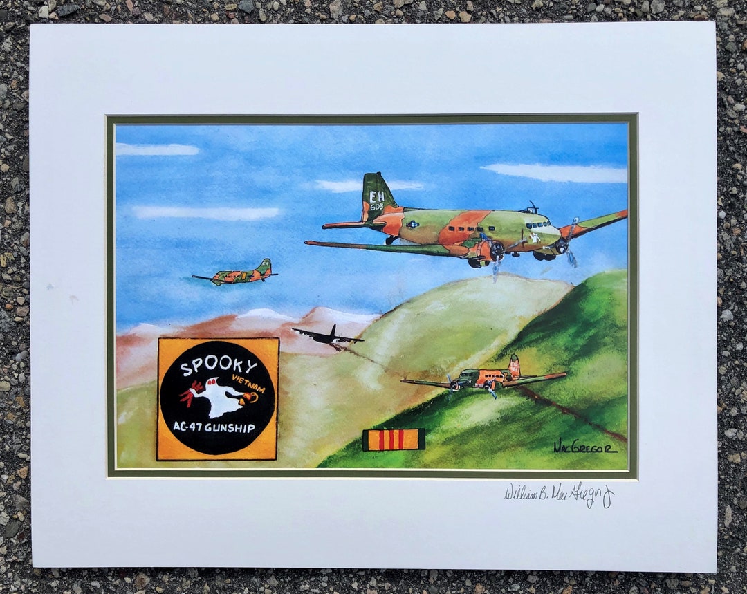 Vietnam War Art Print US Air Force Douglas AC-47 Spooky Puff the Magic ...