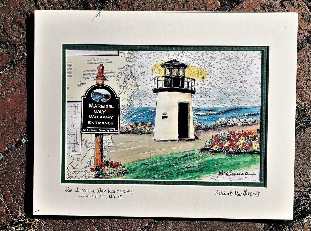 Marginal Way Lighthouse Art Print Ogunquit ME Perkins Cove Lobster ...