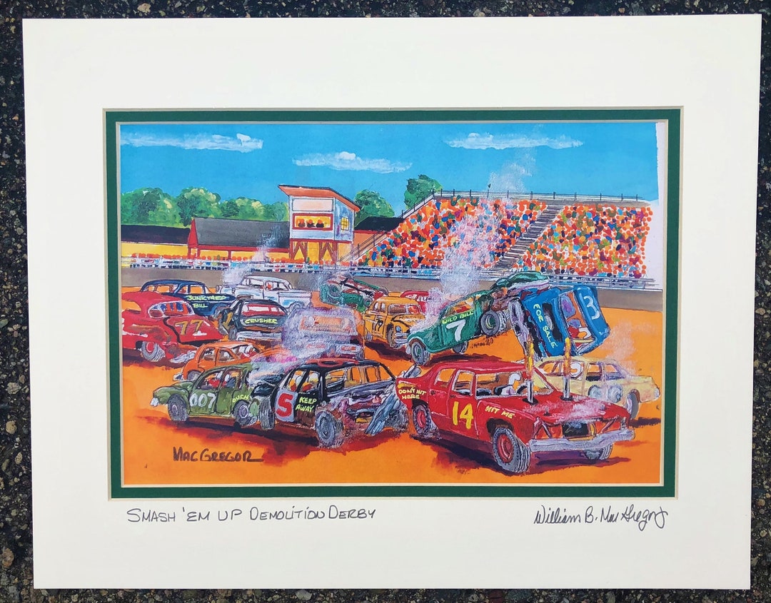 Demolition Derby Art Print Demo Derby Car Crashing Wrecking Stock Car ...