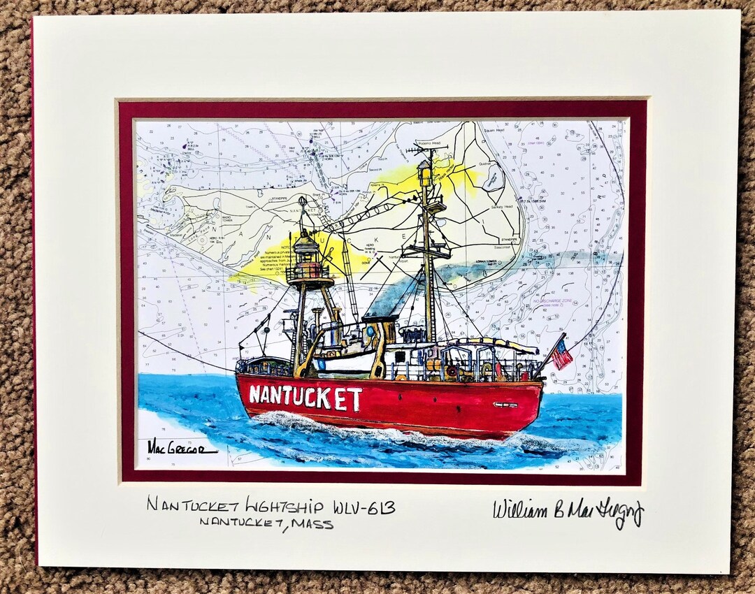 Nantucket Lightship WLV-613 Art Print Nantucket USCGC US Coast Guard ...