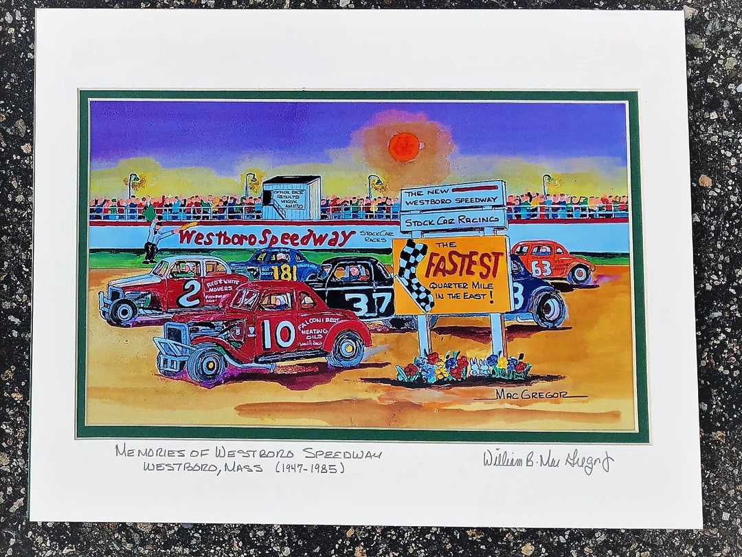 Westboro Speedway Art Print - Westboro MA History - Vintage Stock Car ...
