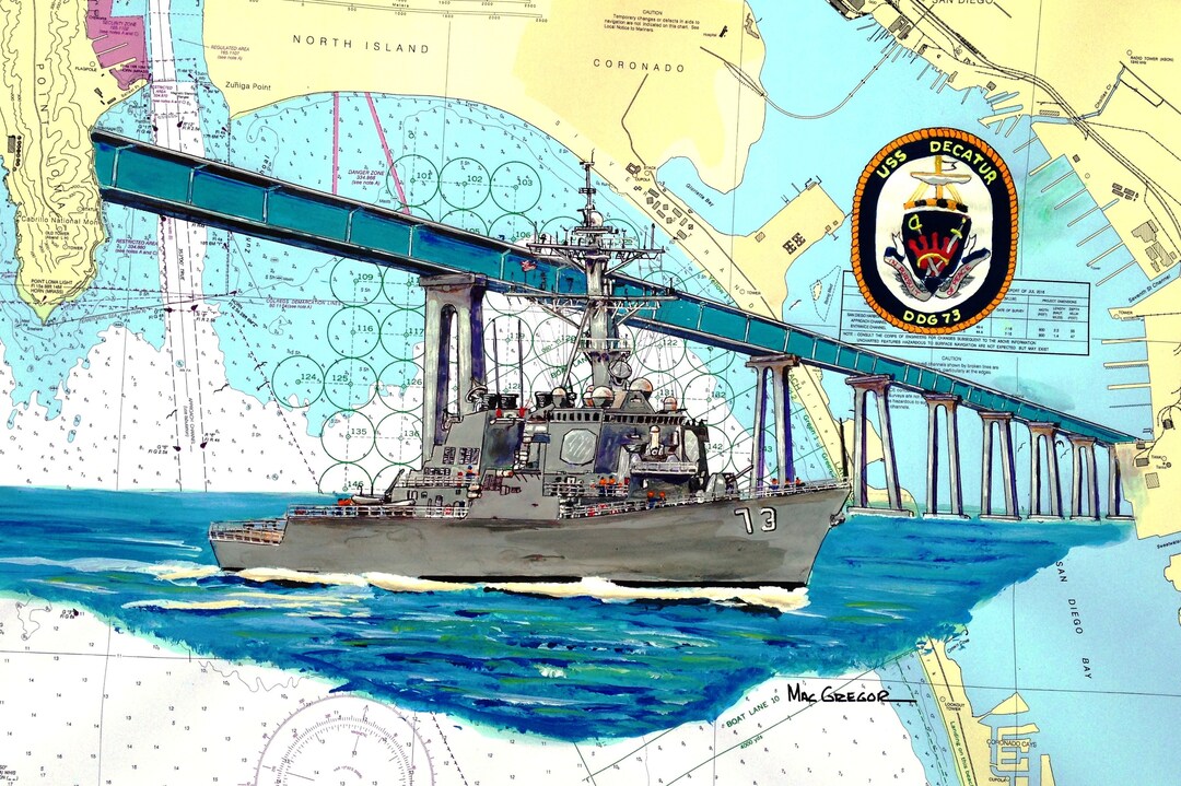 USS Decatur Art Print DDG-73 US Navy Destroyer Ship San Diego Naval ...