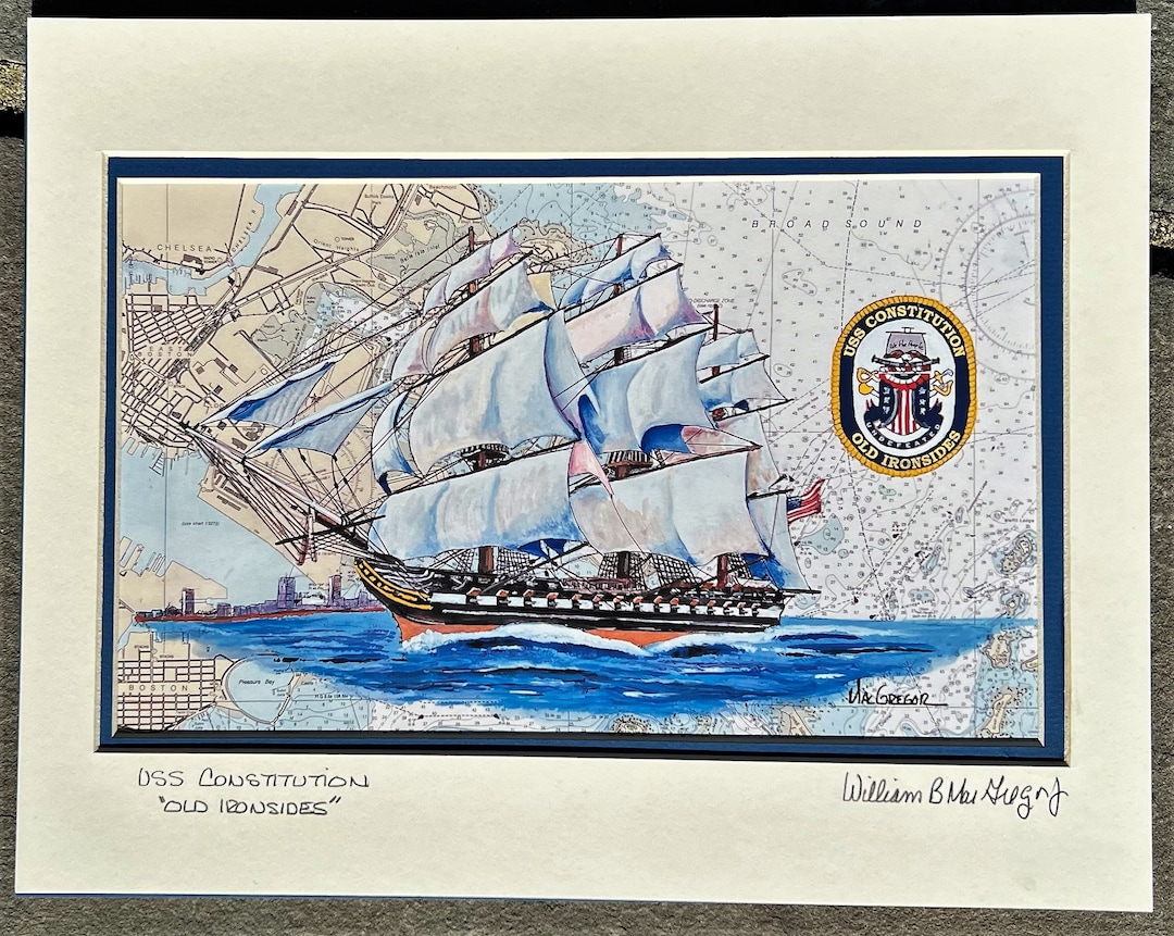 USS Constitution Nautical Chart Art Print Old Ironsides - Etsy