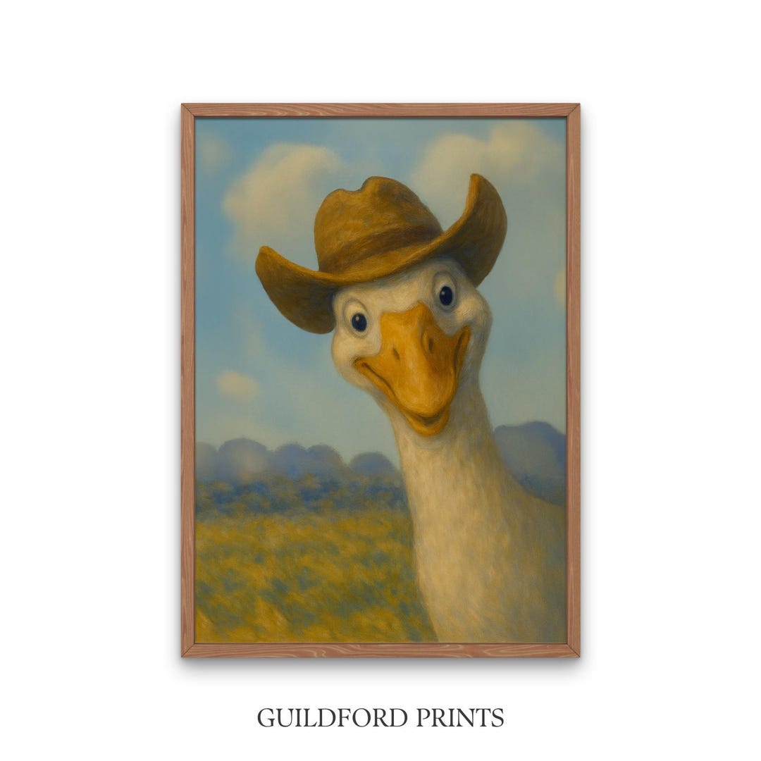Cowboy Goose Printable | Rustic Western Wall Art, Goose in Cowboy Hat ...