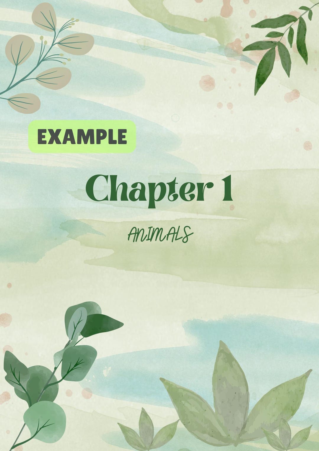 Cover | Custom Chapter Cover Page Design | Theme : Green | Personalized ...