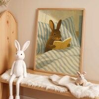 Cute Rabbit A4 Poster, Black and White Animal Art Print, Simple Bunny ...