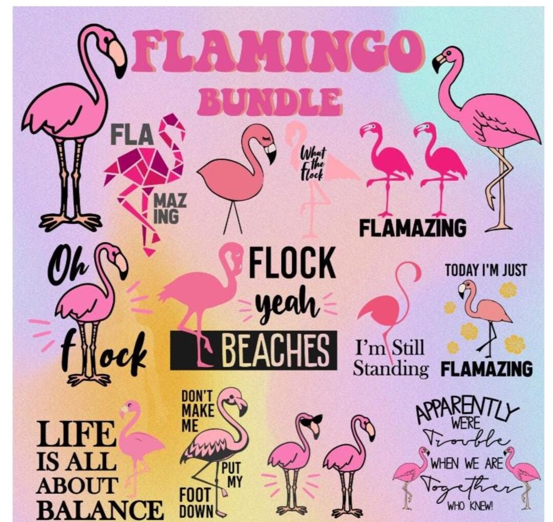 Flamingo SVG Bundle, Flamingo Svg Png Pdf Dxf Eps, Flamingo Clipart ...