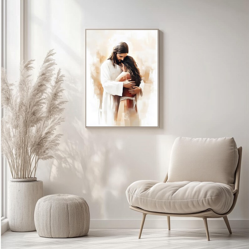 Savior and You - Jesus Hugging Girl Printable Art, Modern Christian ...