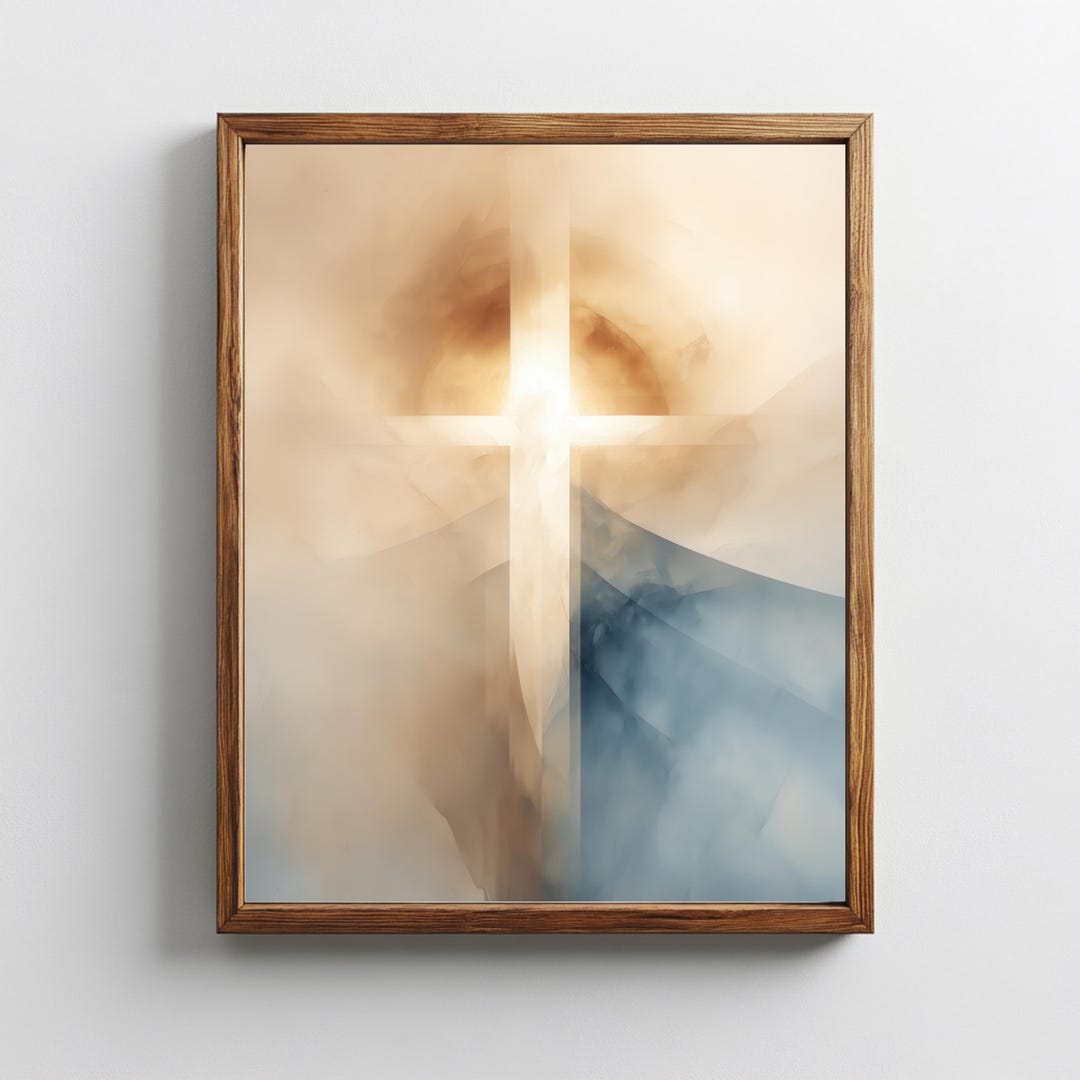 Radiant Cross Print – Christian Wall Art, Religious Cross Decor, Bible ...